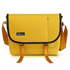 SIMTOP Crossbody Messenger Bag iPad Bag Shoulder Messenger Bag Durable Crossbody Shoulder Bag for Commuters and Travelers Water Resistant Scratch and Wear Eesistance Versatile YKK Zipper. (Yellow)