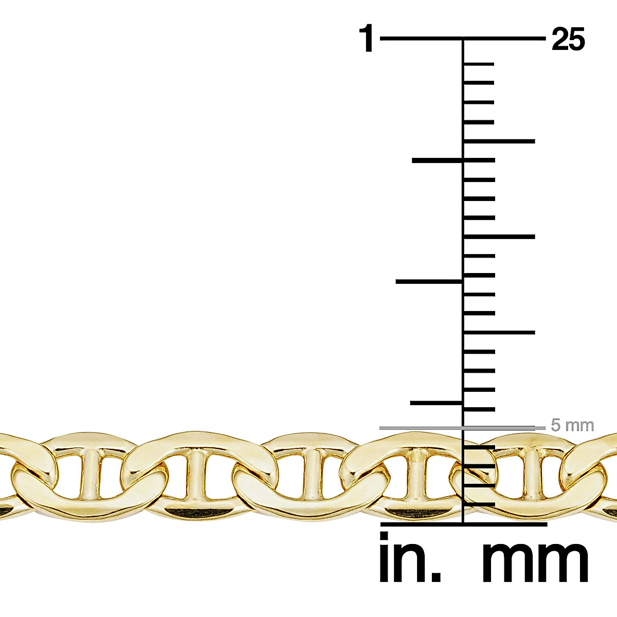 14k Yellow Gold Filled Mariner Link Chain Necklace (5 mm, 22 inch)