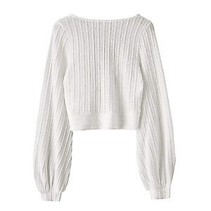 ZAFUL Women's Cross Wrap Ruched Plunge Deep V Neck Long Sleeve T Shirt Top