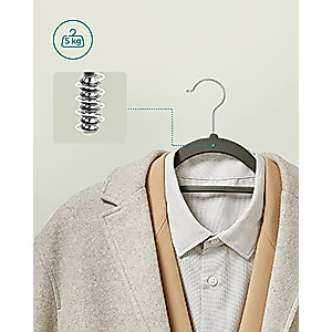 SONGMICS Velvet Hangers, 50 Pack, Ultra Thin Space Saving, Non-Slip Coat Hangers with Tie Organizer, 360 Degree Swivel Hook, Grey CRF50V