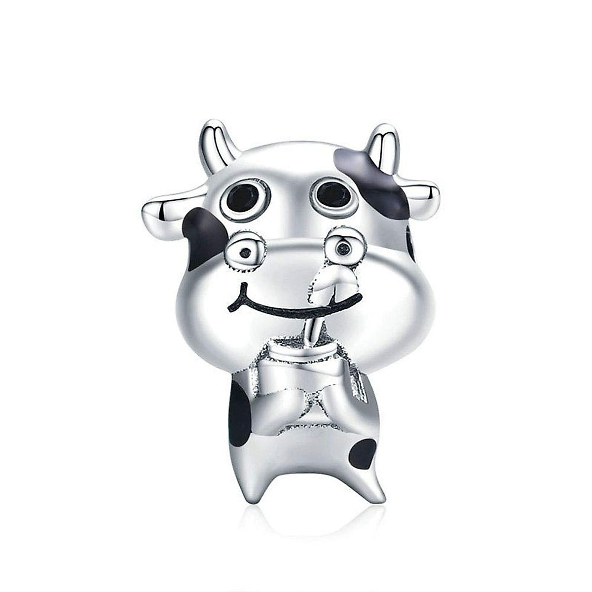 Cow Charm 925 Sterling Silver Cat Charm Bat Charm Peacock Charm Animal Charm Birthday Charm Gift Charm for Pandora Charm Bracelet (Cow)
