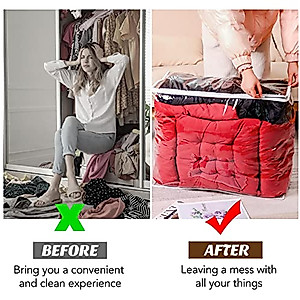 30 Pieces 24 x 20 x 11 Inch Jumbo Clear Vinyl Zippered Storage Bags Bulk Extra Large Plastic Storage Bags with Zipper for Sweaters Blankets Comforters Bedding Sets Clothes Pillows Closet Linen