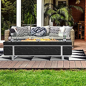 BQMAX 41.5" x 17.5" Fire Pit Glass Flame Wind Guard Rectangular, 5/16" Thick Fire Table Tempered Glass Wind Guard, Split Panel Design Wind Guards for Fire Pit Table