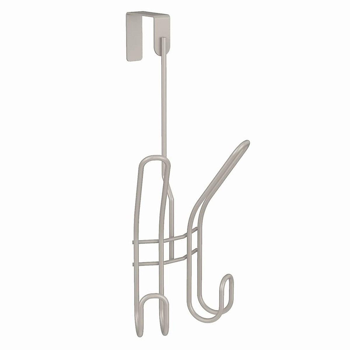 ClosetMaid Over The Door Hanger Rack with Two Hooks, for Hats, Scarves, Belts, Towels, Jackets, Nickel Finish