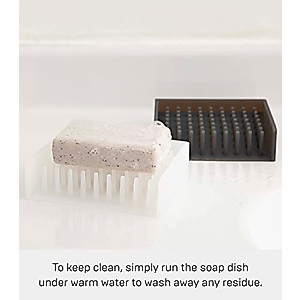 YAMAZAKI home 2995 Self Draining Soap Tray-Floating Holder Dish for Sink, One Size, Black