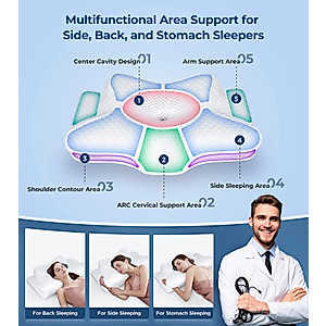 5X Pain Relief Cervical Pillow for Neck and Shoulder Support, Adjustable Memory Foam Sweet Sleeping, Odorless Ergonomic Contour Neck , Orthopedic Bed Pillow for Side Back Stomach Sleeper