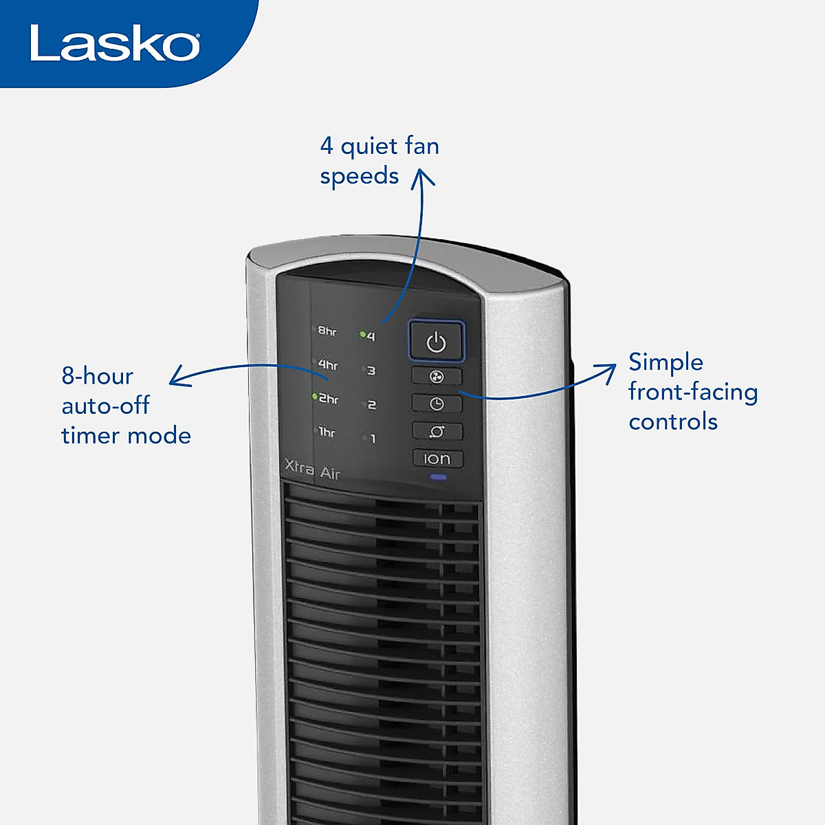 Lasko XtraAir 48-Inch Tower Fan with Remote Control, House-Fan Air Ionizer for Living Room, Bedroom, Office, and More, 2 Pack