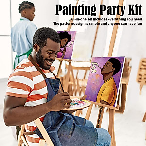 Couples Paint Party Kits Pre Drawn Canvas for Adults for Paint and Sip Date Night Games for Couples Painting kit 8x10 African American Girl Boy (2 Pack) Valentine