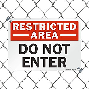 SmartSign - U9-1414-NA_10x14 "Restricted Area - Do Not Enter" Sign | 10" x 14" Aluminum Black/Red on White