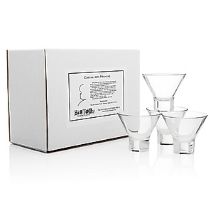 HISTORY COMPANY The Alfred Hitchcock Genuine Original “Tippi” Stemless Martini Cocktail Glass, 4-Piece Set (Gift Box Collection)
