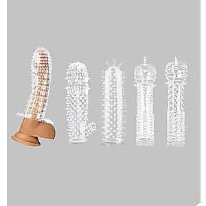 Transparent New Threaded mace Condom Male Condom Adult Lock fine Ring Extended Sleeve Crystal Sleeve 5pcs