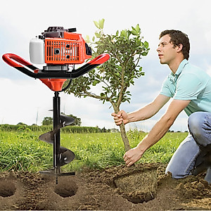 72cc Auger Post Hole Digger - wuyule 3KW 2 Stroke Gas Powered Post Hole Digger for Drill, Earthquake Auger Kit with 3 Extension Rods 3 Auger Bits(4" & 8" & 12")