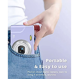 Digital Camera, Lecran FHD 1080P 36.0 Mega Pixels Vlogging Camera with 16X Digital Zoom, LCD Screen, Compact Portable Mini Cameras for Students, Teens, Kids (Purple)