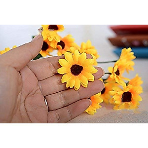 Artfen Artificial Sunflower 6 Bouquet Artificial Flowers Fake Sunflowers Floral Decor Bouquet Home Hotel Office Wedding Party Garden Craft Art Decor 13 inch No Vase