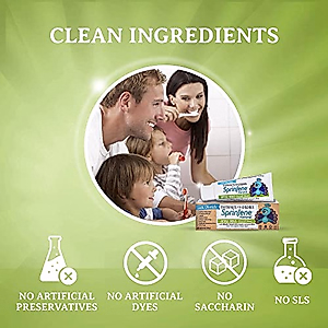 SprinJene Kids Toothpaste with Fluoride for Cavity Protection & Fresh Breath - Natural SLS Free Toddler Toothpaste for Childrens 2 Years & Up/Preservative & Toxic Free (1 Pack) Apple Mint