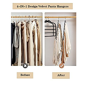 Velvet Pants Hangers Space Saving Hangers Closet Organizer for Jeans Slack Trousers Scarf Tie Pants Rack Leggings Hanger Non-Slip Hangers Multiple Clothes Holder  (Black, 5)