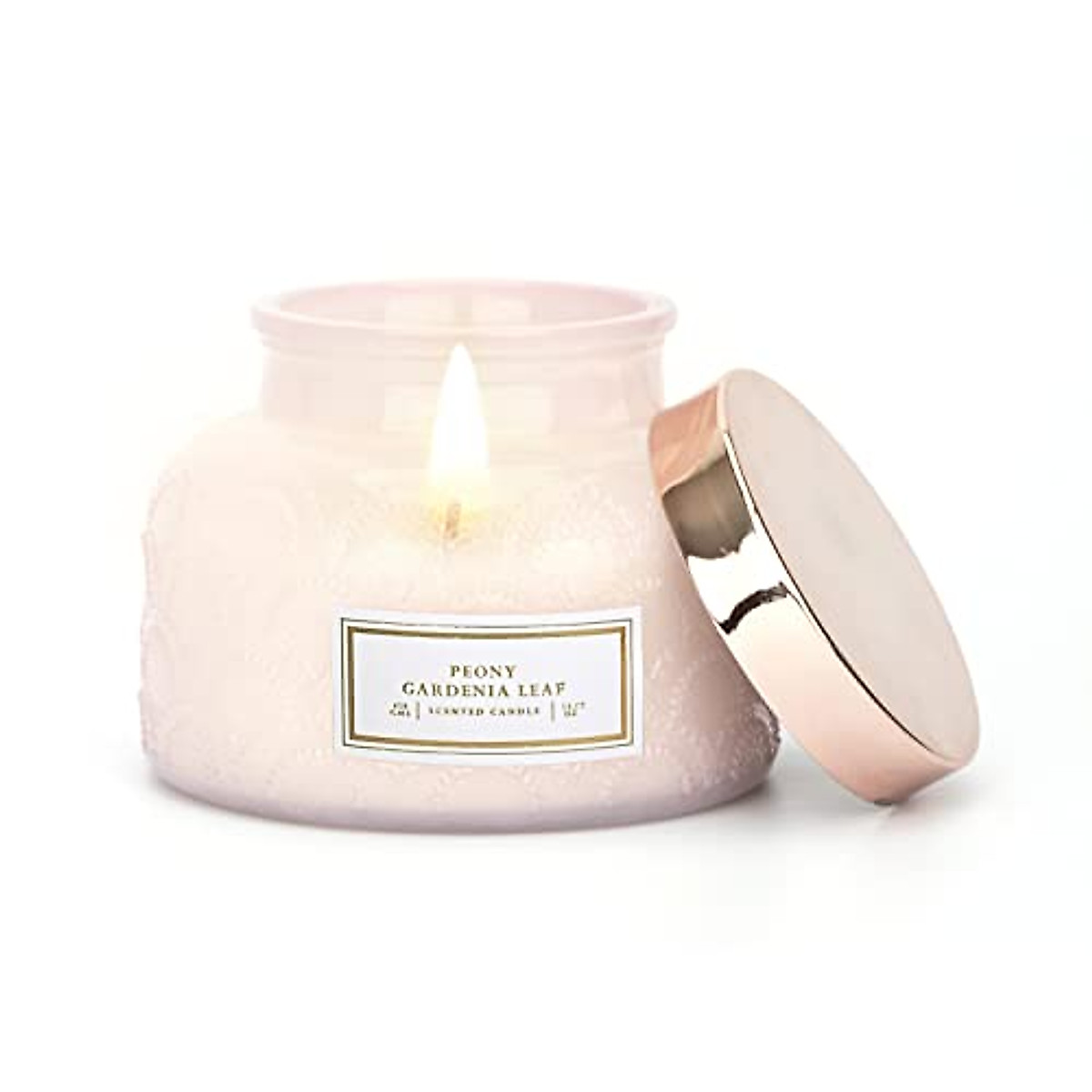 Hybrid PEONYGARDENIA-Leaf Long Burning Time Scented Candles with Strongly Fragrance Natural Soy Wax 16OZ