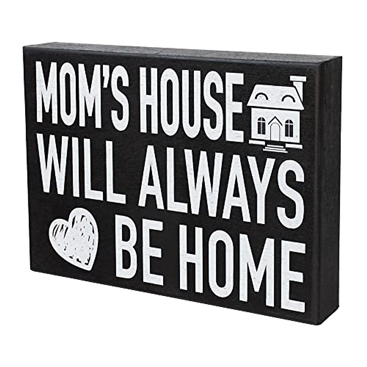 JennyGems Mom's House Will Always Be Home Wooden Sign, Mom Table Decor and Wall Hanging, Gifts for Moms, Made in USA