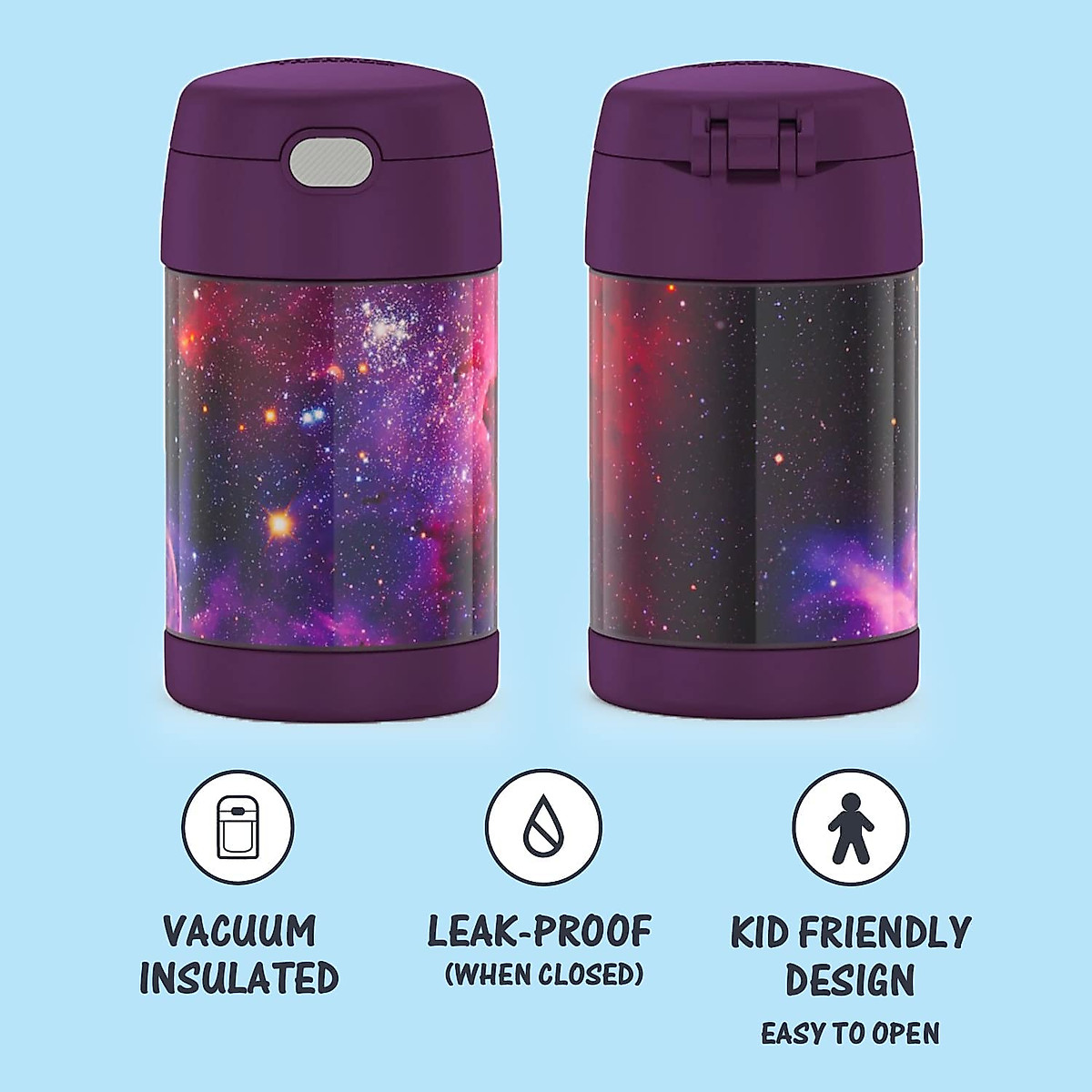 THERMOS 16oz/470ml Stainless Steel Vacuum Insulated Food Jar with Spoon, Galaxy Purple