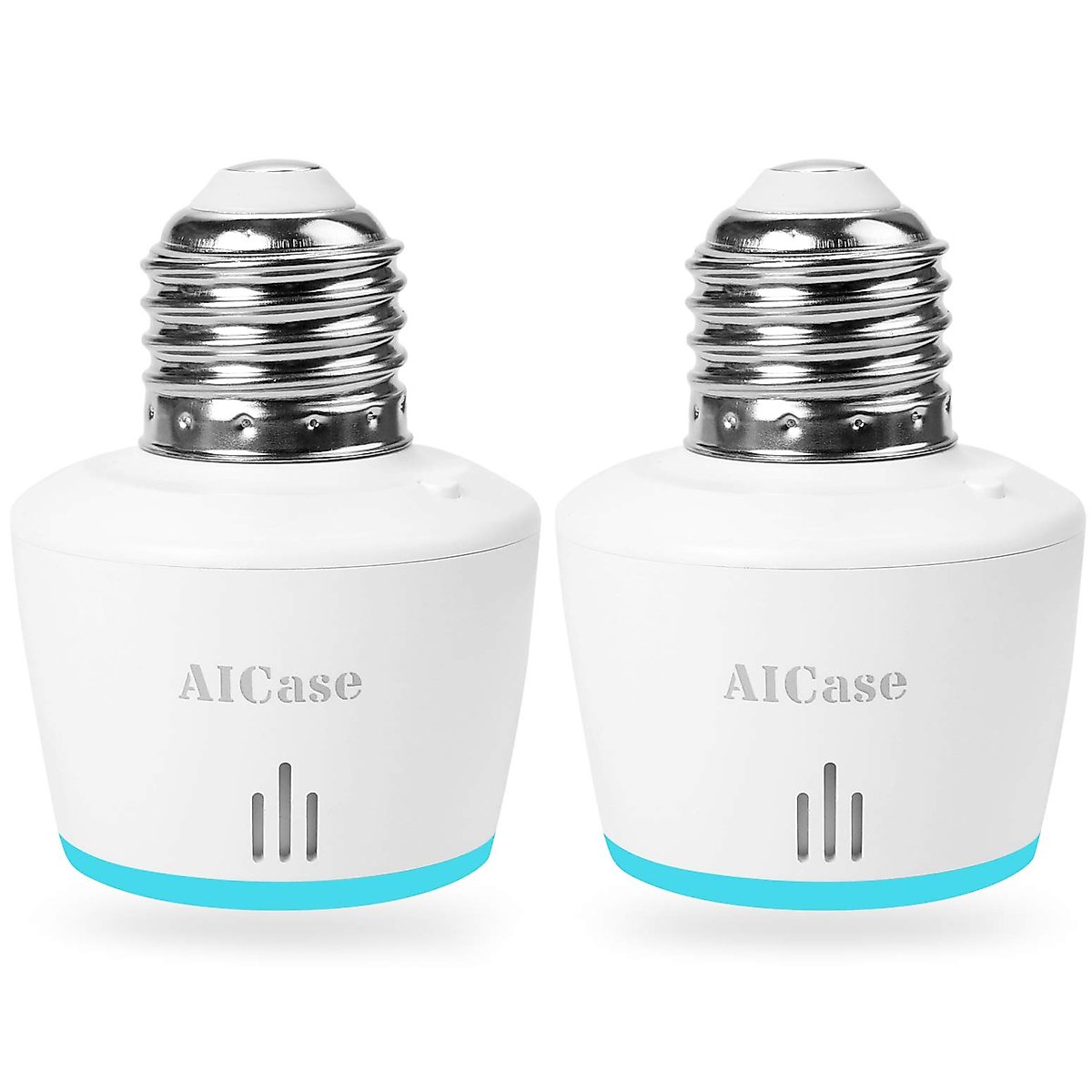 AICase Smart WiFi E27/E26 Light Socket, [2 Pack] Intelligent WLAN Home Remote Control Light Lamp Bulb Holder Compatible with Alexa and Google Home-White