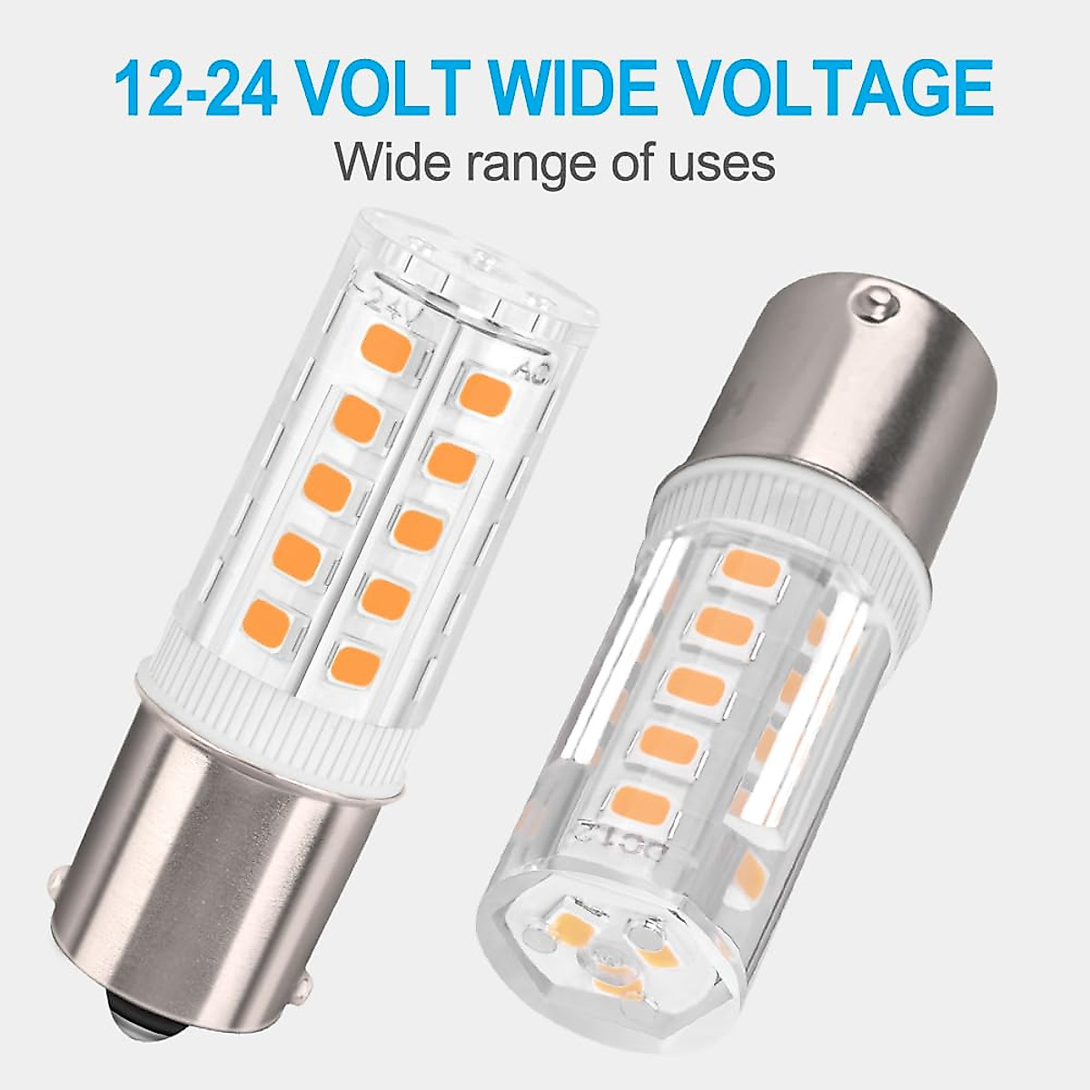 HRYSPN 4PCS BA15S LED bulb p21w 12V 24V, 1141 LED Bulb Bayonet Single Contact Base for RV Camper Trailer Boat Trunk Interior Lights, Warm White 3000K