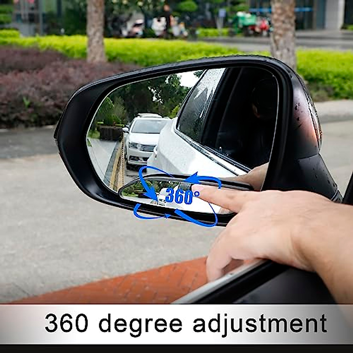 LivTee Blind Spot Car Mirror, Long Framed HD Glass and ABS Housing Convex Wide Angle Side Rearview Mirrors with Adjustable Stick for Universal Car (2 pcs)