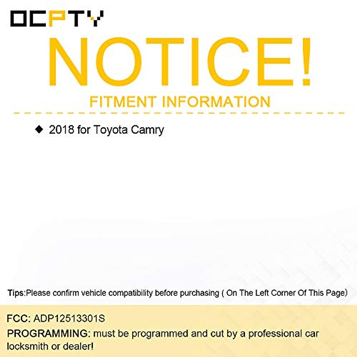 OCPTY 1 X Flip Key Entry Remote Control Key Fob Transmitter Replacement for 2018 for Toyota Camry 4 Buttons 315 Mhz