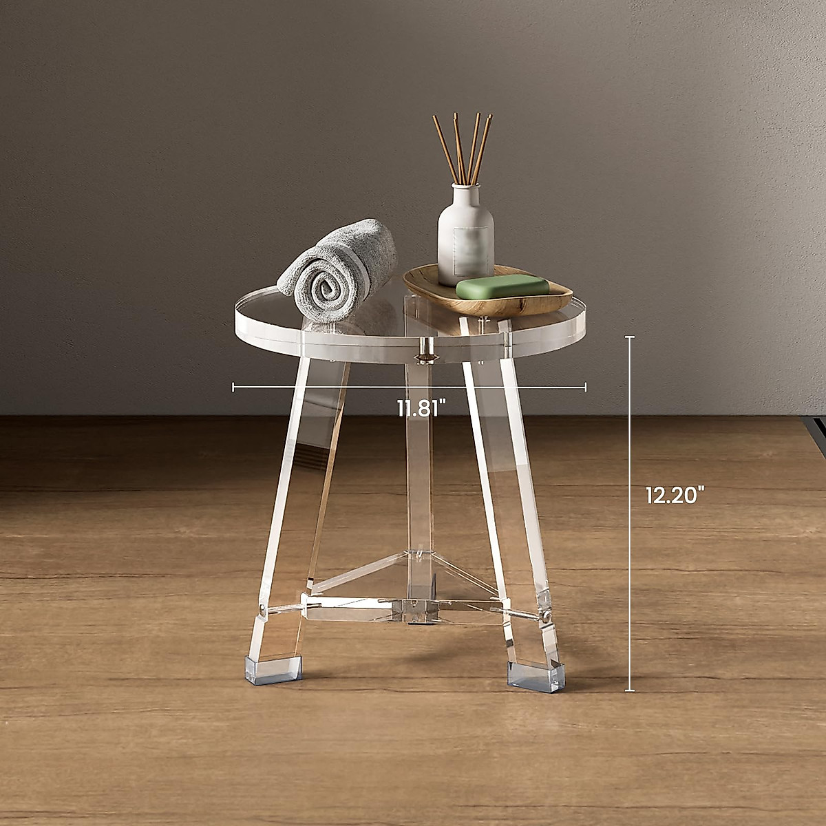 Sumerflos Acrylic Round Corner Shower Stool for Inside Shower - Clear Shower Bench for Shaving Legs Heavy Duty (Hold Up to 400lbs) Waterproof Non-Slip Easy Assemble Modern