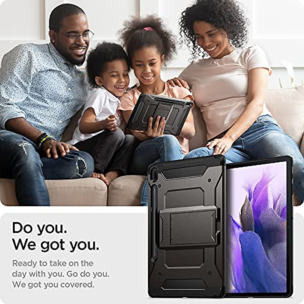 Spigen Tough Armor Pro Designed for Galaxy Tab S7 FE 12.4" 2021 Case with S Pen Holder (2021) - Gunmetal