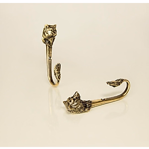 Bear (Paw) hanging metal strong wall hook. Handmade made of brass. For Kitchen Living Room Bathroom. Rack hangers for hanging Coats Towels Keys Hats Purse Backpacks. Unique design. Gold