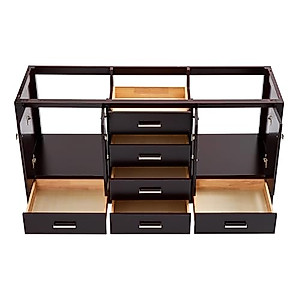 ARIEL Bath Vanity Base Cabinet 66" Inch in Espresso, Dual Sink Configuration, 4 Soft Closing Doors, 6 Full Extension Dovetail Drawers, Brushed Nickel