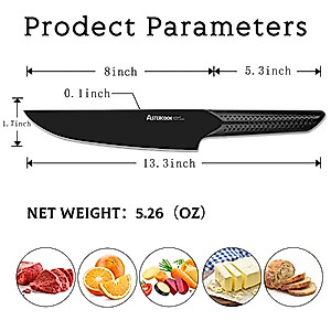Astercook Chef Knife, 8 Inch Pro Kitchen Knife Dishwasher Safe, High Carbon German Stainless Steel Chef's Knives with Ergonomic Handle, Elegant Black, Best Gifts