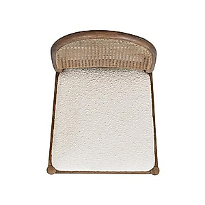 Pemberly Row Curved Cane Rattan Side Dining Chair Set of 2 Ivory White Boucle