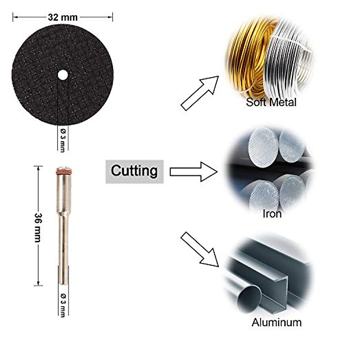53𝙋𝙘𝙨 𝘾𝙪𝙩𝙩𝙞𝙣𝙜 𝙒𝙝𝙚𝙚𝙡 𝙎𝙚𝙩 for Rotary Tool, GOXAWEE 1/8’’ Shank 545 Diamond Cutting Wheel, Mini HSS Cut Off Saw Blades, Resin Cutting Discs with Mandrels for Stone Wood Metal