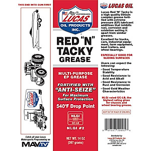 Lucas Oil 10005 Red 'N' Tacky Grease - 14 Ounce