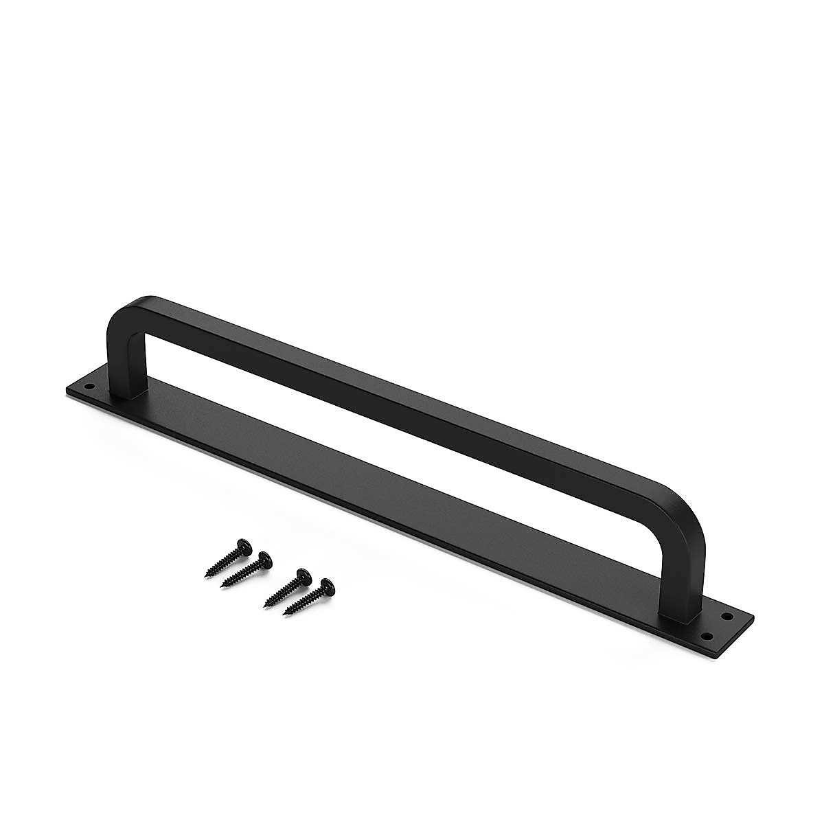 SMARTSTANDARD 12” Antique Rustic Handmade Barn Door Handles, Black Flush Long Base Handle Pull, for Gate, Shed, Garage