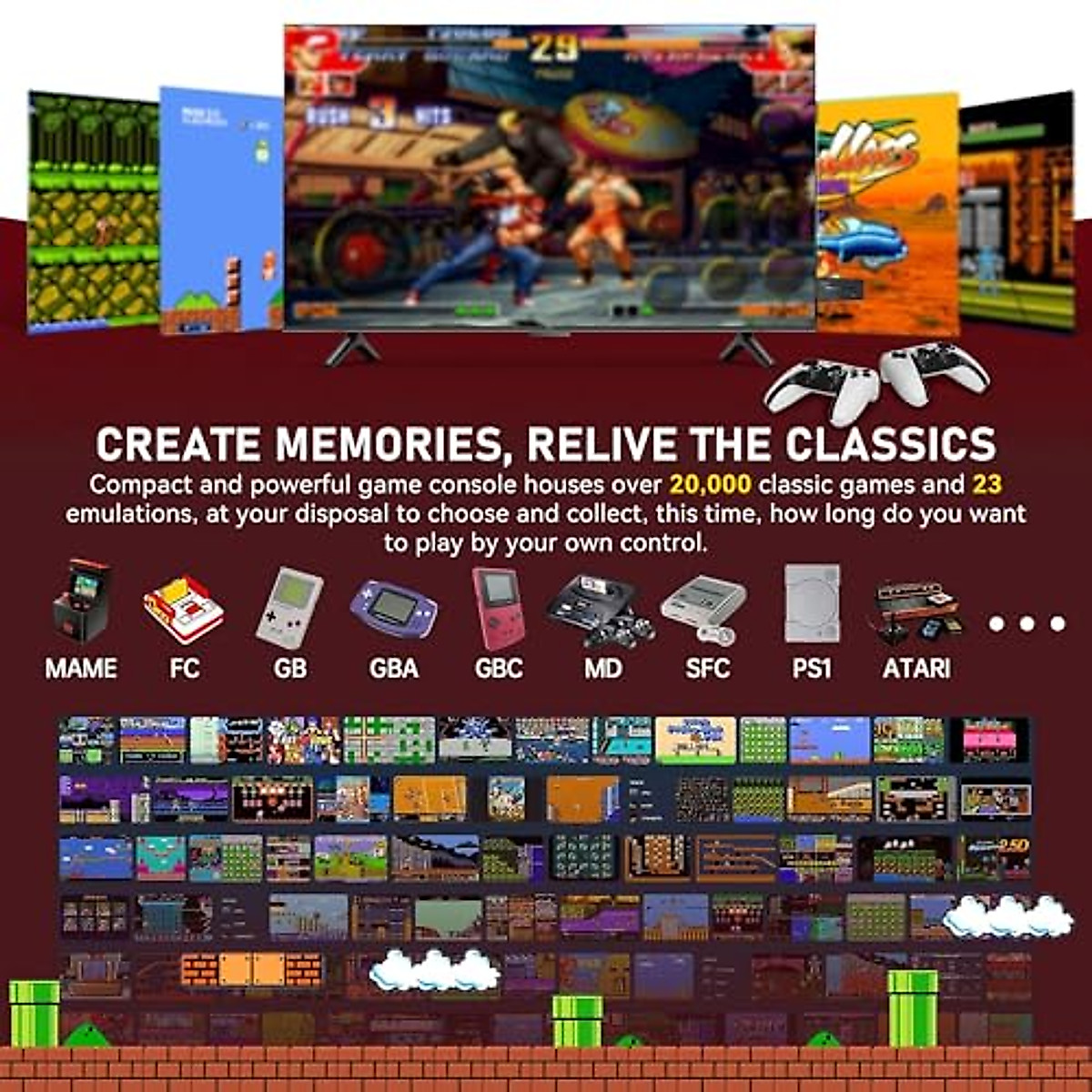 BADGOAL 2025 New Retro Game Console, Nostalgia Gaming Stick, Classic Video Games with 4K HDMI, 20,000+ Games and 23 Emulators, Upgraded Dual 2.4G Wireless Controllers 64GB