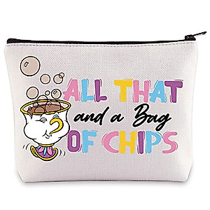 BWWKTOP Chip Makeup Bag Beauty Cartoon Inspired Gifts All That And A Bag Of Chips Makeup Zipper Pouch Bag Chip Merchandise (Bag Of Chips)