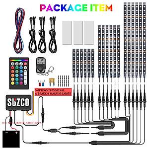 【Clear Stock】 18-Pack Motorcycle LED Underglow Lighting Kits with APP/RF/IR, Under Glow Neon Lamp Light Strips 12V with L&R Turn Signal/Warning/Brake