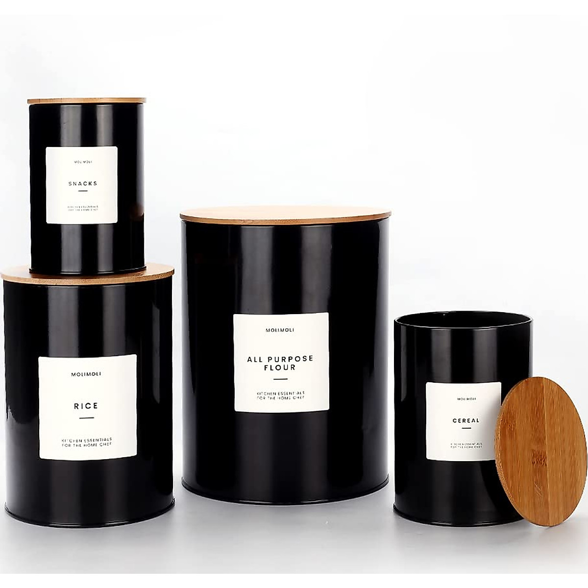 Molimoli Flour and Sugar Containers, Kitchen Containers, Sugar Canisters, Sugar Containers For Countertop, Canisters Sets For The Kitchen, Kitchen Counter Decor, Set of 4…