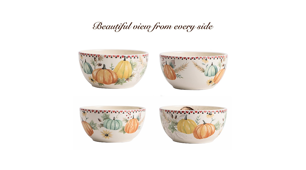Bico Blessing 26oz Ceramic Bowls Set of 4 - Premium Quality