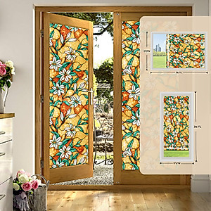 Coavas Window Privacy Film, Frosted Stained Glass Window Film Decorative Window Cling Privacy Film for Glass Windows, Bathroom Non Adhesive Window Tint for Home (Vinyl, 17.5" x 78.7 ")