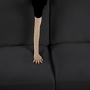 117" Modular Sectional Sofa,U-Shaped Chenille Sofa Couch with Movable Ottoman,Modern 7 Seat Cloud Sectional Couches for Living Room Office Home (Black) (Black, 117" U-7 Seater)