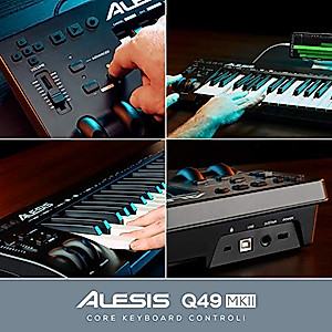Alesis Q49 MKII - 49 Key USB MIDI Keyboard Controller with Full Size Velocity Sensitive Synth Action Keys and Music Production Software Included
