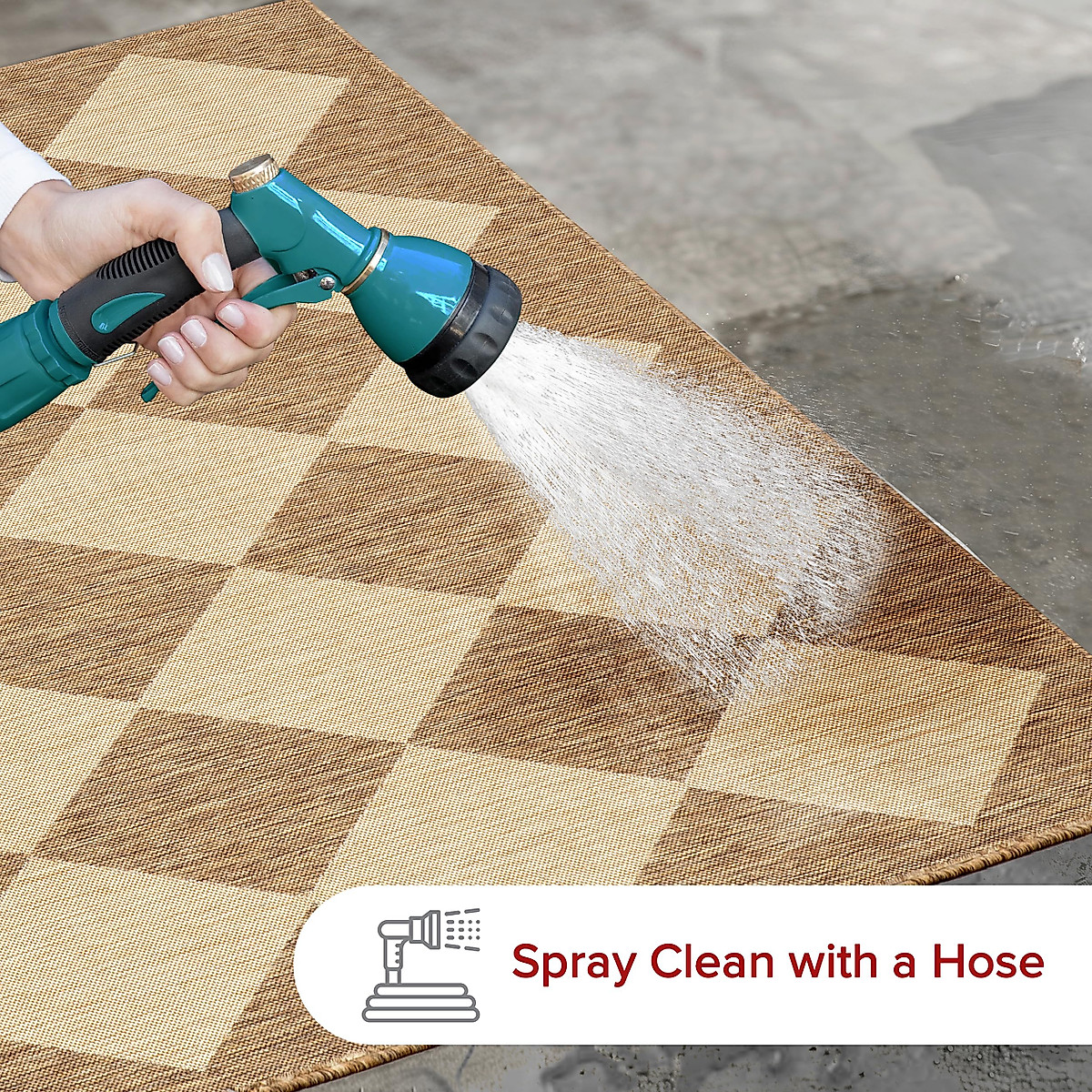 nuLOOM 5' x 8' Outdoor Performance Area Rug, Stain Resistant, Weather Resistant, High Traffic, Patio, Balcony, Outside, Sabina Brown