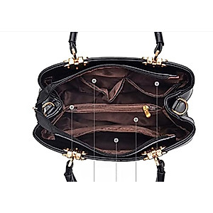 Women's PU Elegant Shoulder Bags Wild Handbags Satchel Embroidery Bee Flower Crossbody Purse (Pink)