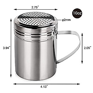 New Star Foodservice 28485 Stainless Steel Dredge Shaker with Handle, 10-Ounce, Set of 2