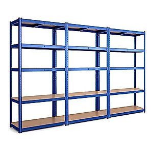 Giantex Garage Shelving, 60 Inches 5-Tier Shelving Unit w/Adjustable Height, Per Shlef Max Load 400 lbs, Bolt-Free and Easy to Assemble, Heavy Duty Metal Frame Multi-Use Storage Rack Shelfs, 3 Packs