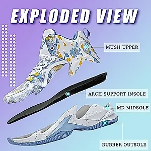 Promenie Men's High Top Basketball Shoes Fashionable Breathable Professional Outdoor Basketball Shoes White-Grey Size 9