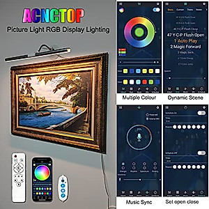 ACNCTOP Picture Light RGB Display Lighting - Colorful Wall Art Light with APP Music Sync Multi Dynamic Modes LED lights for paintings Frame Artworking Portrait Gallery Tapestry Home Wall Decor